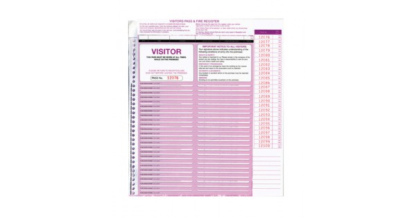 VISITOR PASS ZIONS CORPORATE SECURITY AND FIRE 250 SLIPS